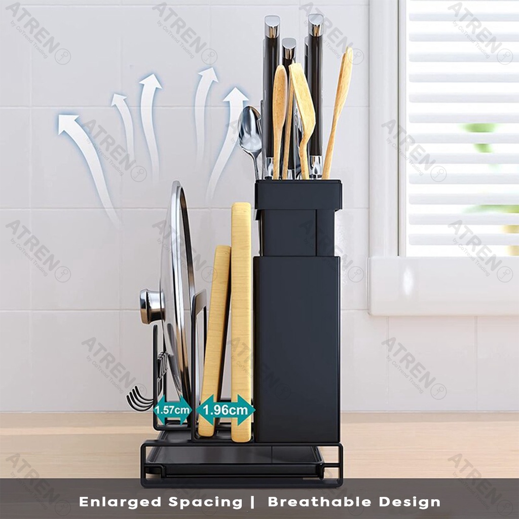 Knife Holder 5 In 1 Kitchen Organizer Rack Wall Mounted Utensils ...