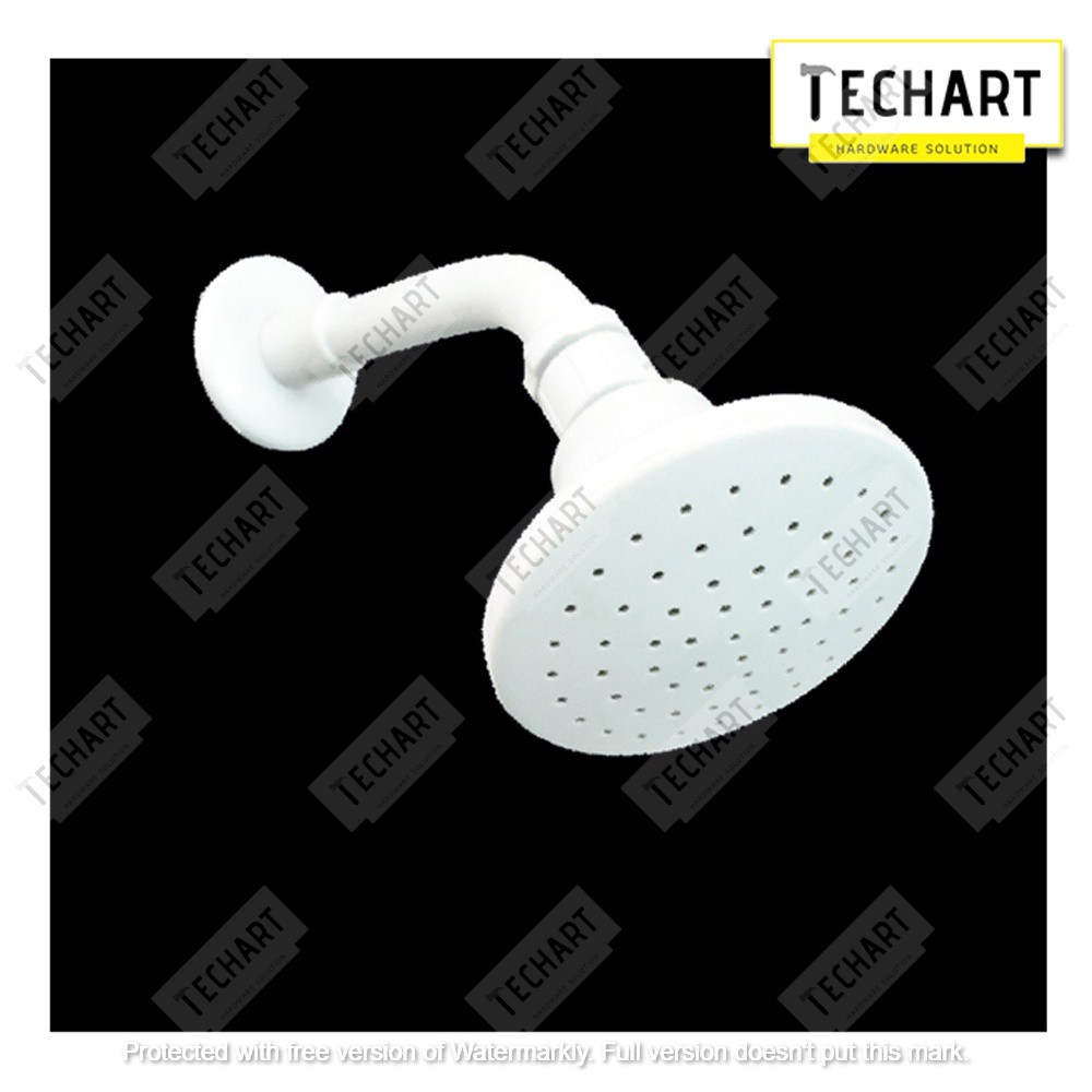 [TECHART] Plastic Shower Rose White with Arm and Flange 100mm Plastic ...