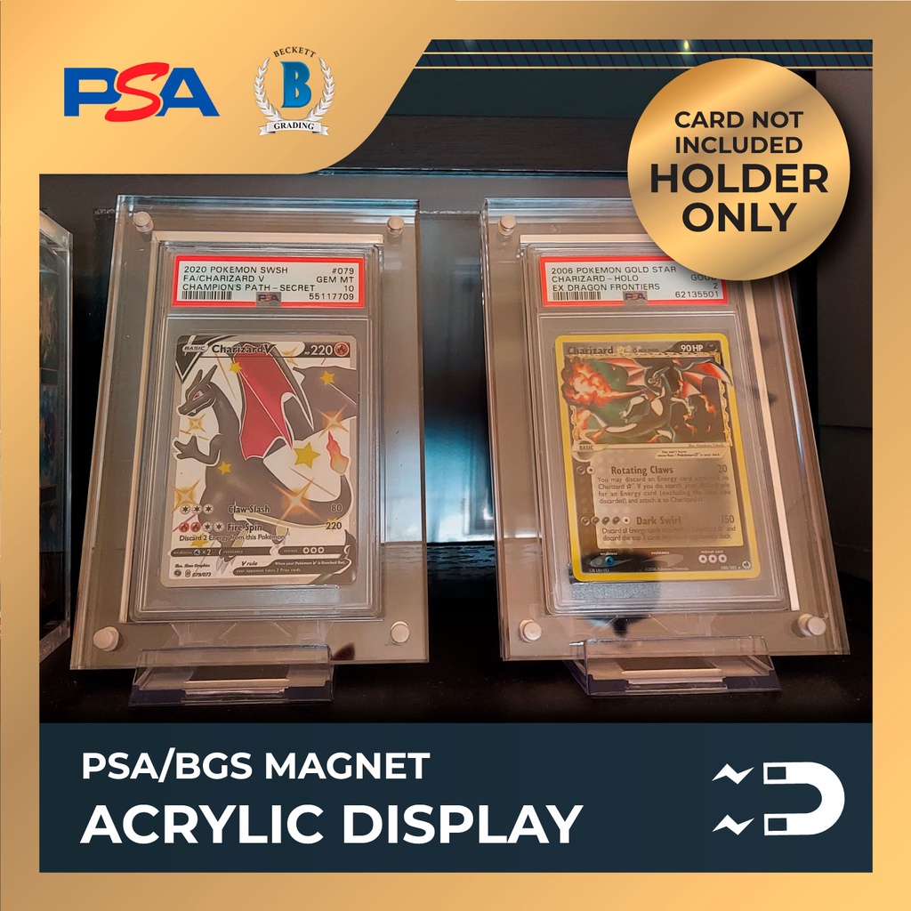 PSA/BGS/CGC Pokemon Yugioh Graded Card Slab Magnet Lock Acrylic Display - Ready Stock (Graded ...