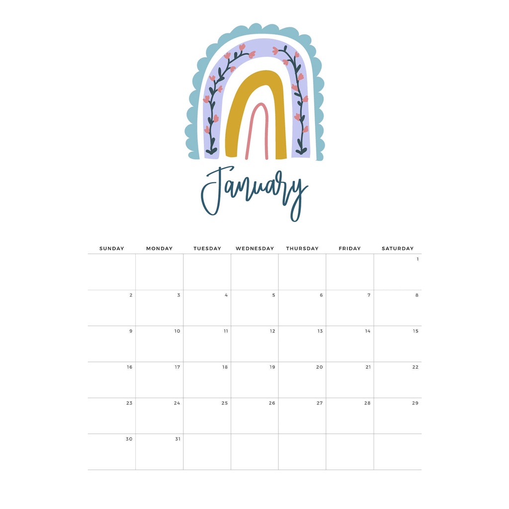 2025 Calendar BOHO Rainbow Design a4 size | Shopee Malaysia