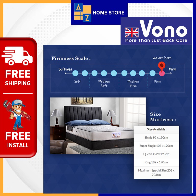 (FREE SHIPPING) Vono Orthopaedic Pro Mattress/Tilam (15 Years Vono ...