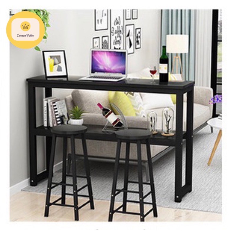 PRE ORDER TWO LAYER Bar Table High Table With Bar Chair Stools Meja ...