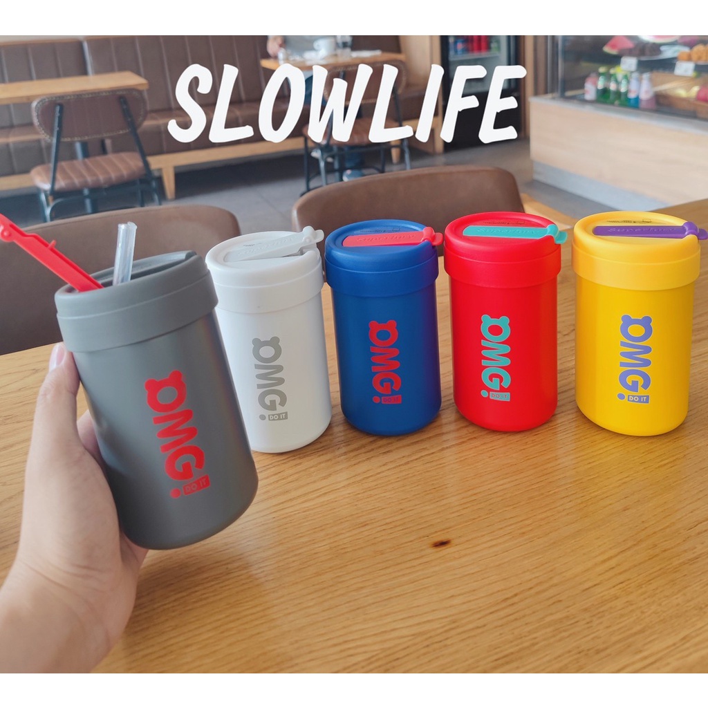 340ml /420ML Glass Thermos And Cold 316 Stainless Steel With Rubber Bottom Built-In Bouncy Straw ...