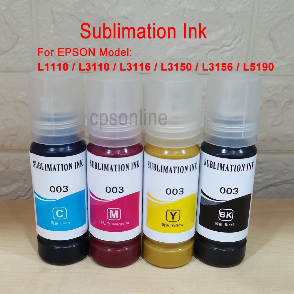 Ready stock ! Sublimation Ink (C,M,Y,K) For EP model 003 L1110 / L3100 ...