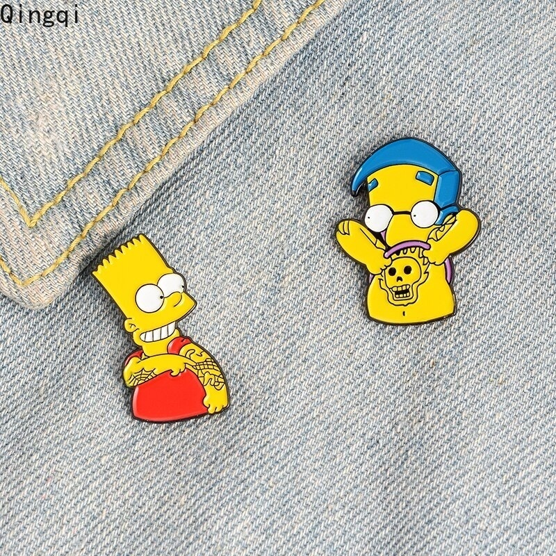 Simpson Tattoo Arm Body Enamel Pin Cartoon TV Series Brooch Badges Bag ...