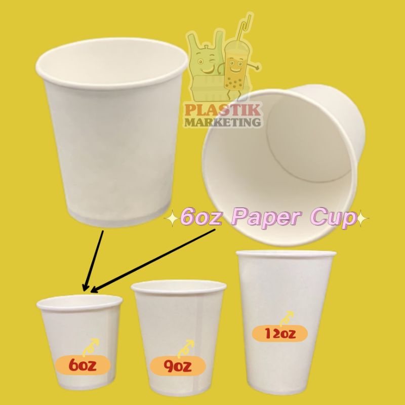 6oz Paper Cup White ( 50pcs± ) /6安士纸杯/Disposable Paper Cup/Cawan Kertas ...