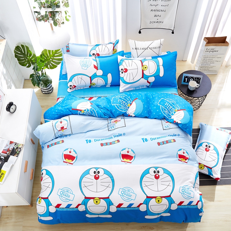 Doraemon 4PCS/Set Bedding Set Cartoon Quilt Comforter Duvet Cover Flat ...