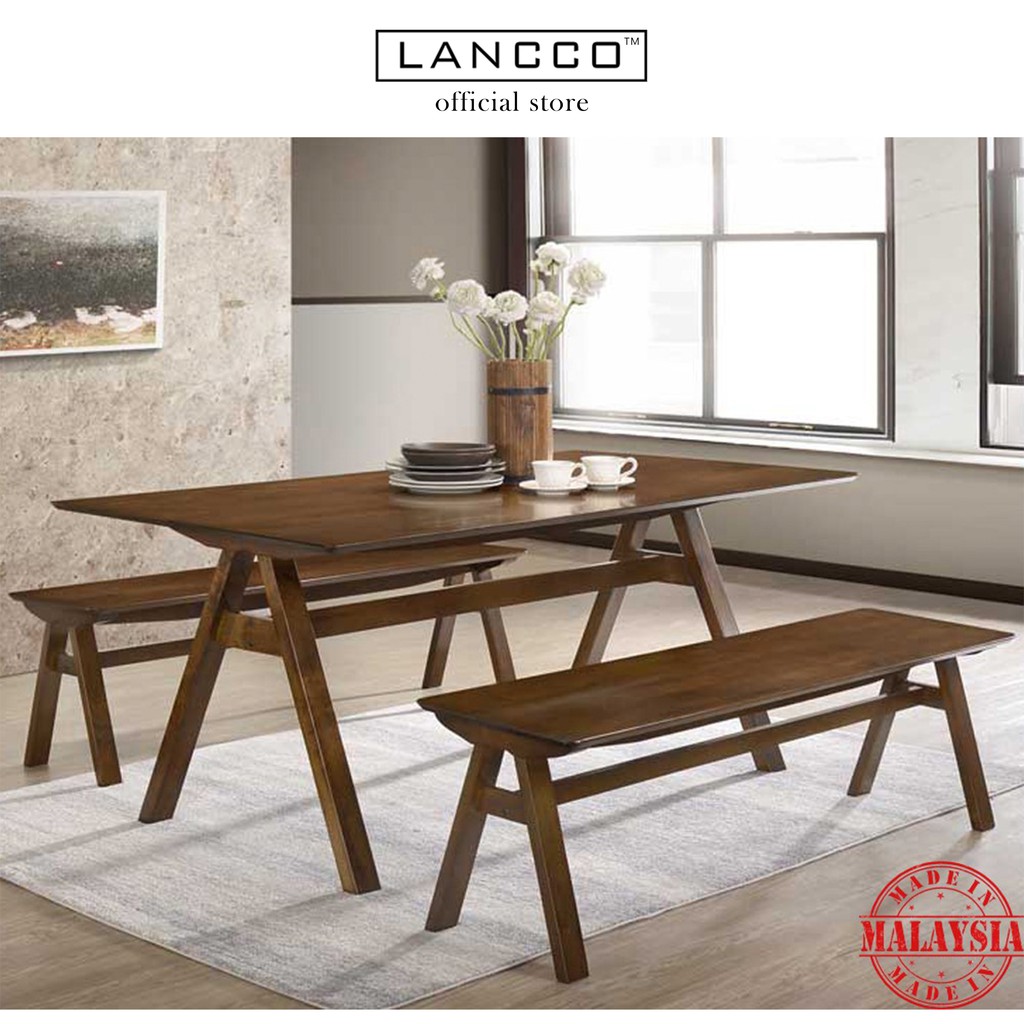LANCCO Walnut 2-seaters & 3-seaters Solid Wood Bench Chair Kerusi | Shopee Malaysia