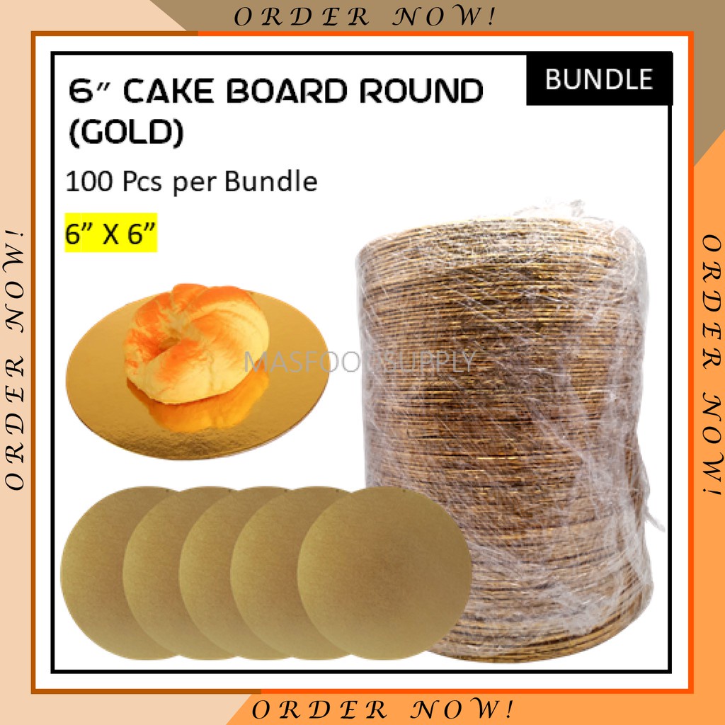 (100 pcs) 6”, 7”, 8”, 9”, 10” Gold Round Cake Board/ Papan Pelapik Kek ...