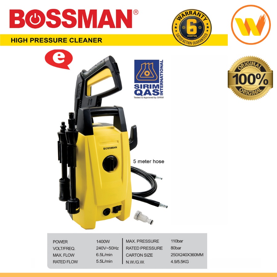 BOSSMAN BPC-117 WATER JET HIGH PRESSURE CLEANER WASHER 1400W 110BAR ...