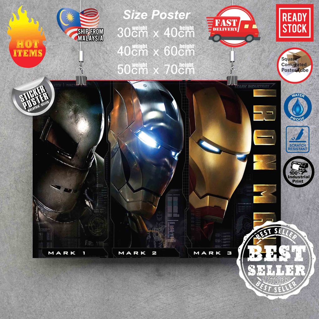 (Ready Stock) Iron man Marvel Superhero Comic Movie Art Painting ...