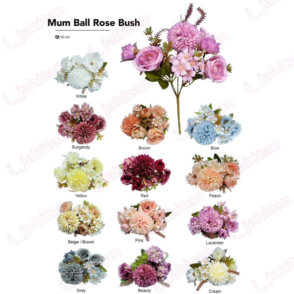 Artificial Mum Ball Rose Bush / Bunga Mum Ball Rose Bush | Shopee Malaysia