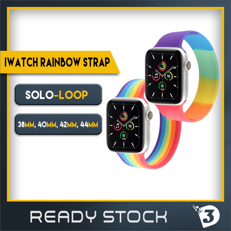 Watch Rainbow Strap Solo Loop Strap Stretchable Liquid Silicone Band No ...