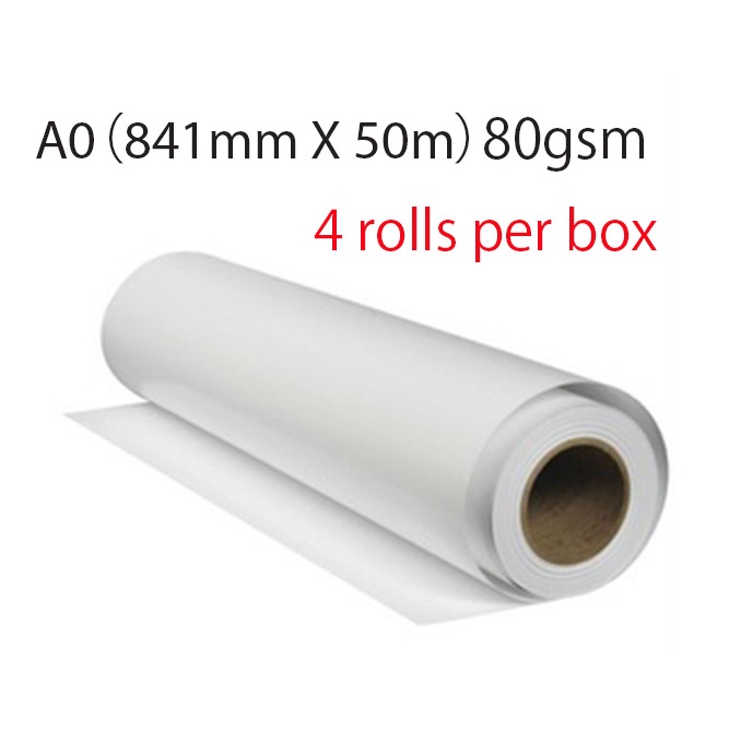 A0 (841mm X 50m)Plotting Roll Paper (4 rolls per box) | Shopee Malaysia