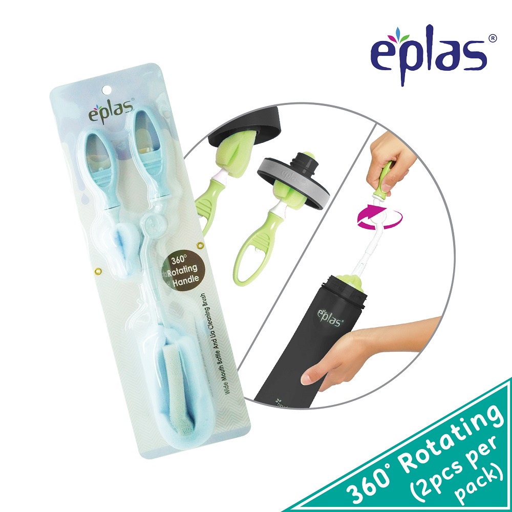EPLAS ACCESSORIES Water Milk Bottle Brush Set (2pcs), 360*C Rotating ...