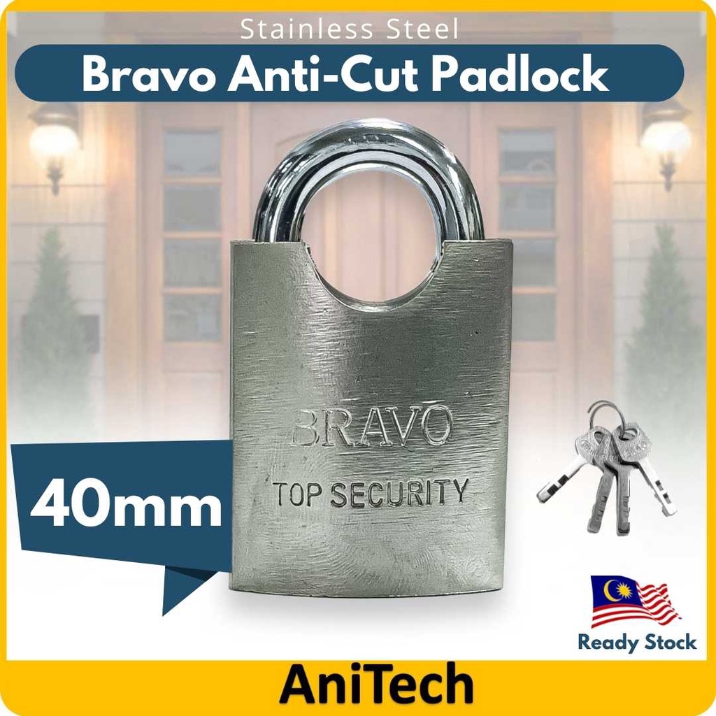 40mm Stainless Steel Anticut padlock Top Security Heavy Duty Kunci ...