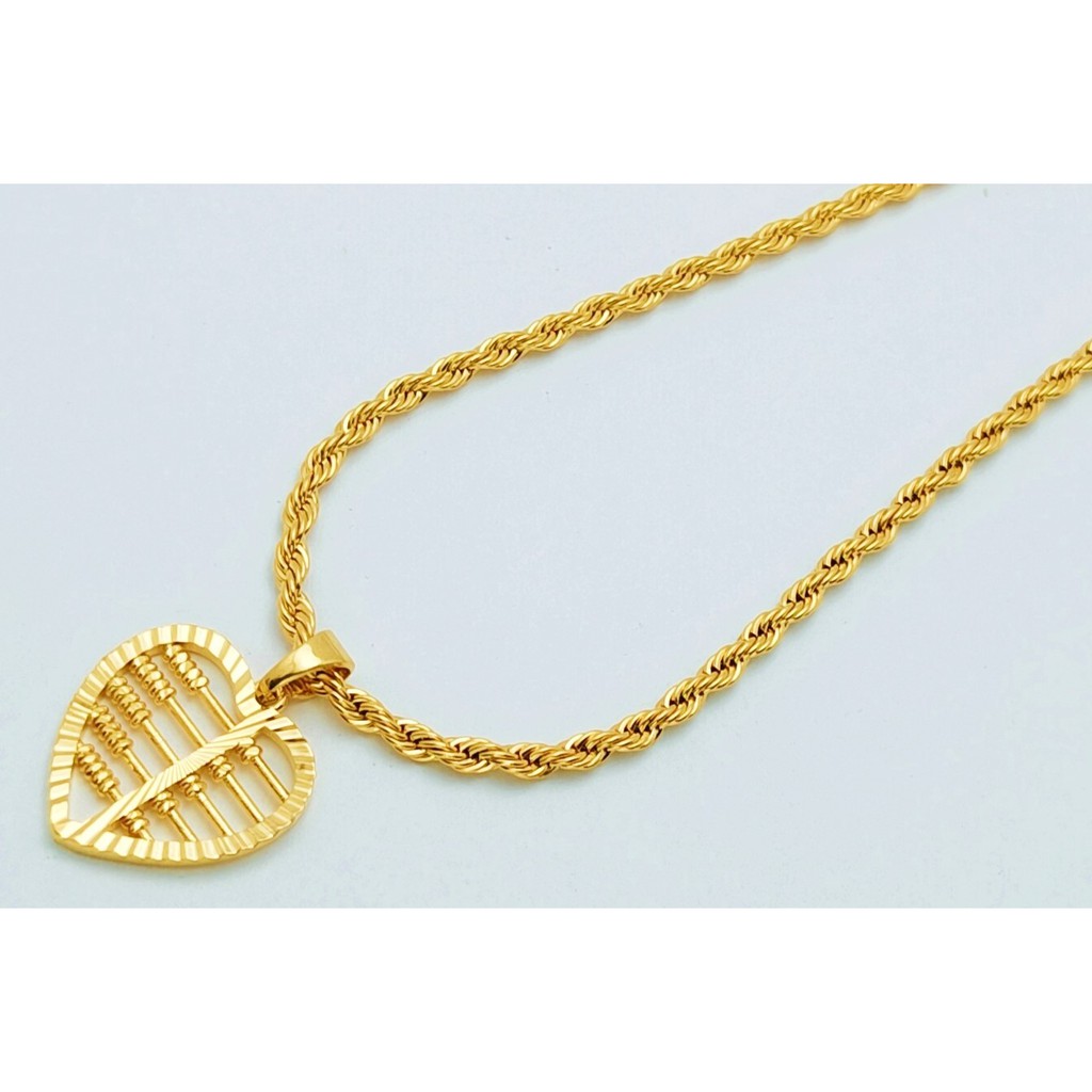 Rantai Leher dan Loket Emas Korea 24K (Gold Plated) | Shopee Malaysia