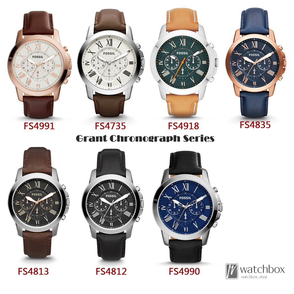 Original Fossil Grant Chronograph Quartz Men Watch Leather 44mm ...