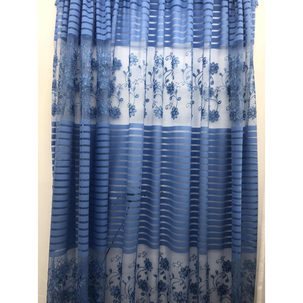 Kain Langsir Cyffon tebal Bidang 110 inci corak sulam bunga | Shopee ...