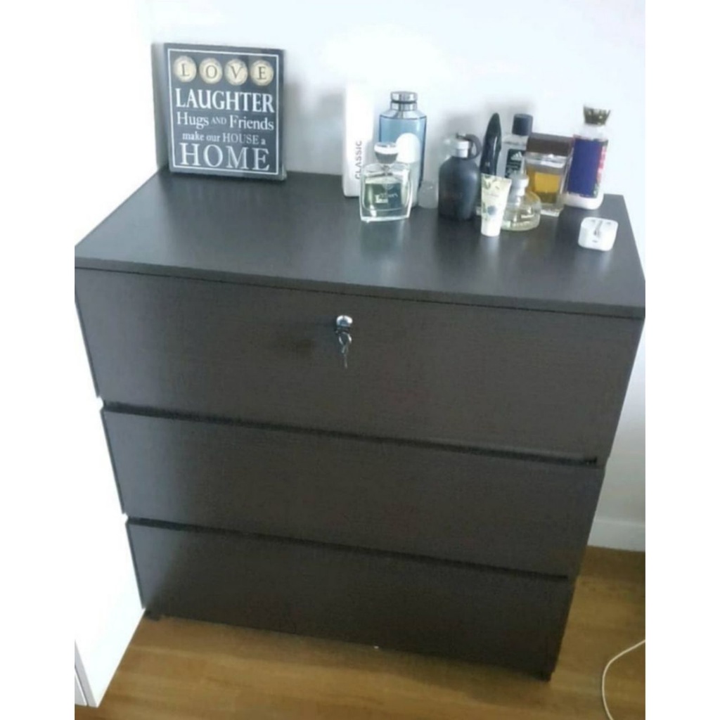 3 TINGKAT Kunci CHEST DRAWER 3 LAYER Storage Laci Rak Baju Almari ...