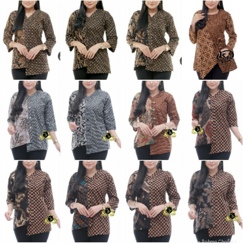 KEMEJA Tey-17 Batik Women ASJ SA HRB026 Sogan Short Tosca Shirt Batik ...