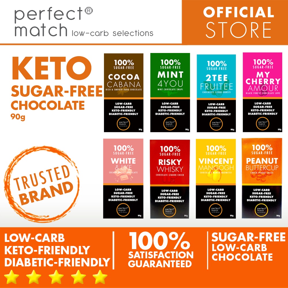 PerfectMatch Low-carb l Keto Sugar-free Chocolate Bar 90g | Shopee Malaysia