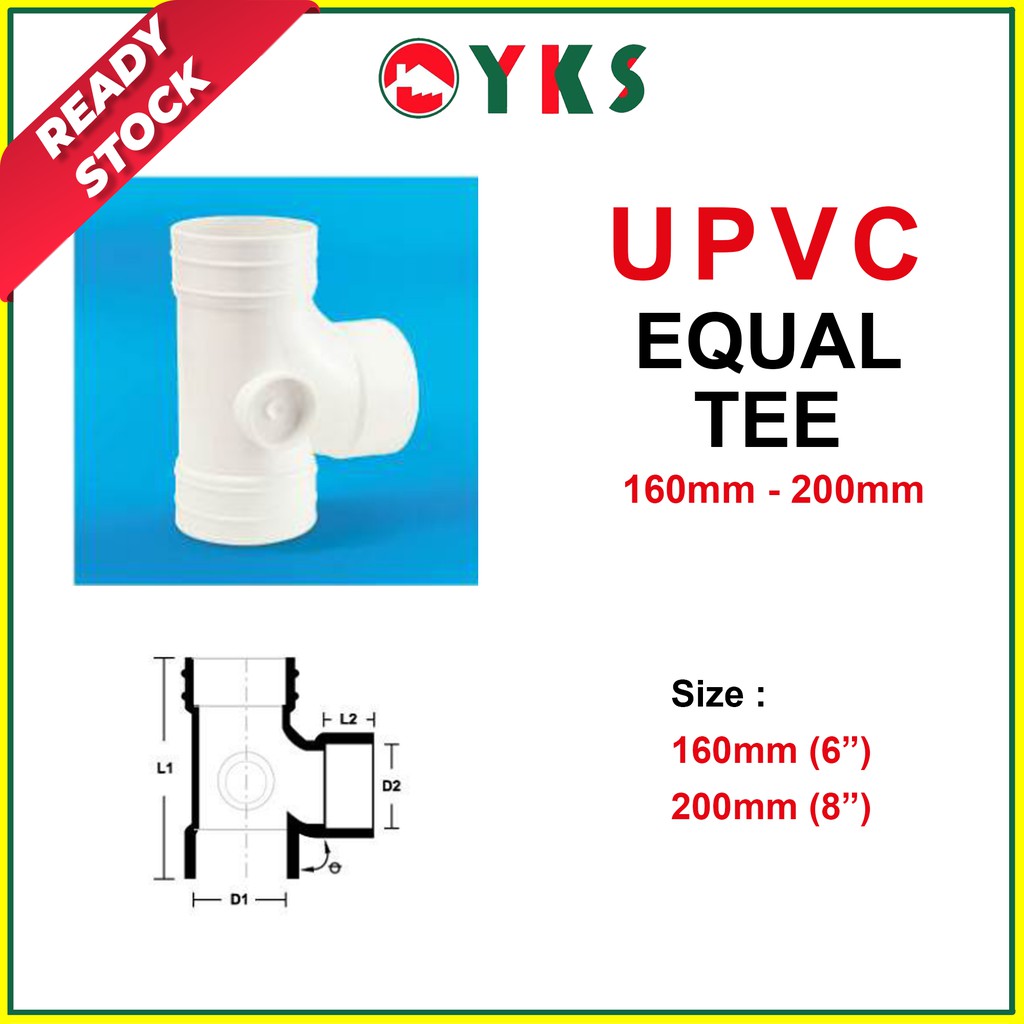 UPVC TEE - 160mm & 200mm- Pipe & Fittings System | Shopee Malaysia