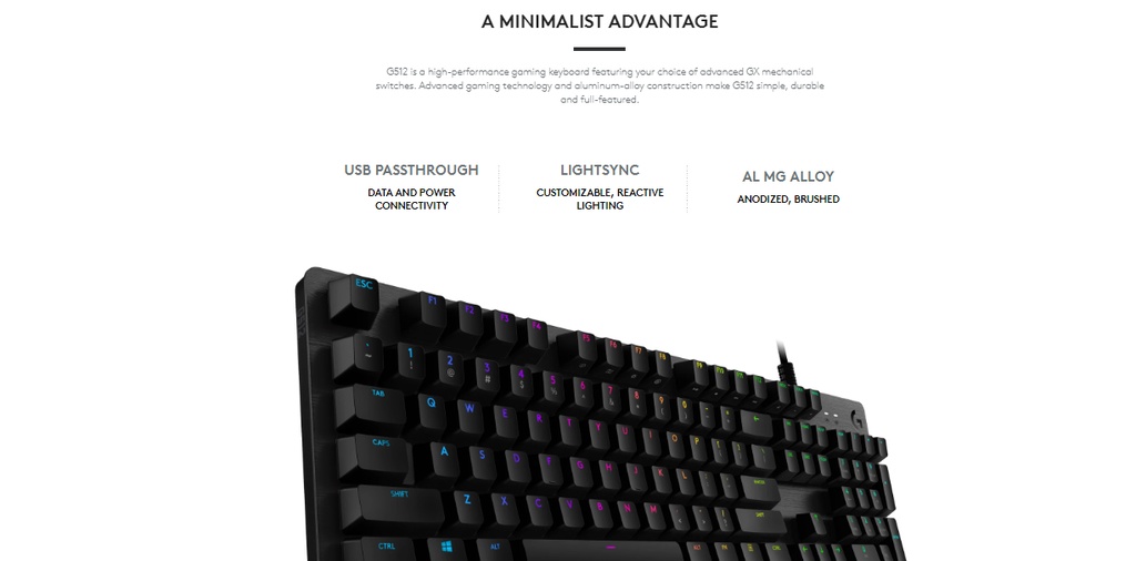 LOGITECH G512 CARBON LIGHTSYNC RGB WIRED MECHANICAL GAMING KEYBOARD GX ...