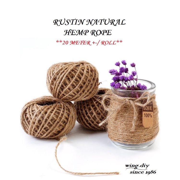 [READY STOCK] 20M+-/ROLL| 2MM & 4MM RUSTIC NATURAL HEMP ROPE/ TALI GUNI ...