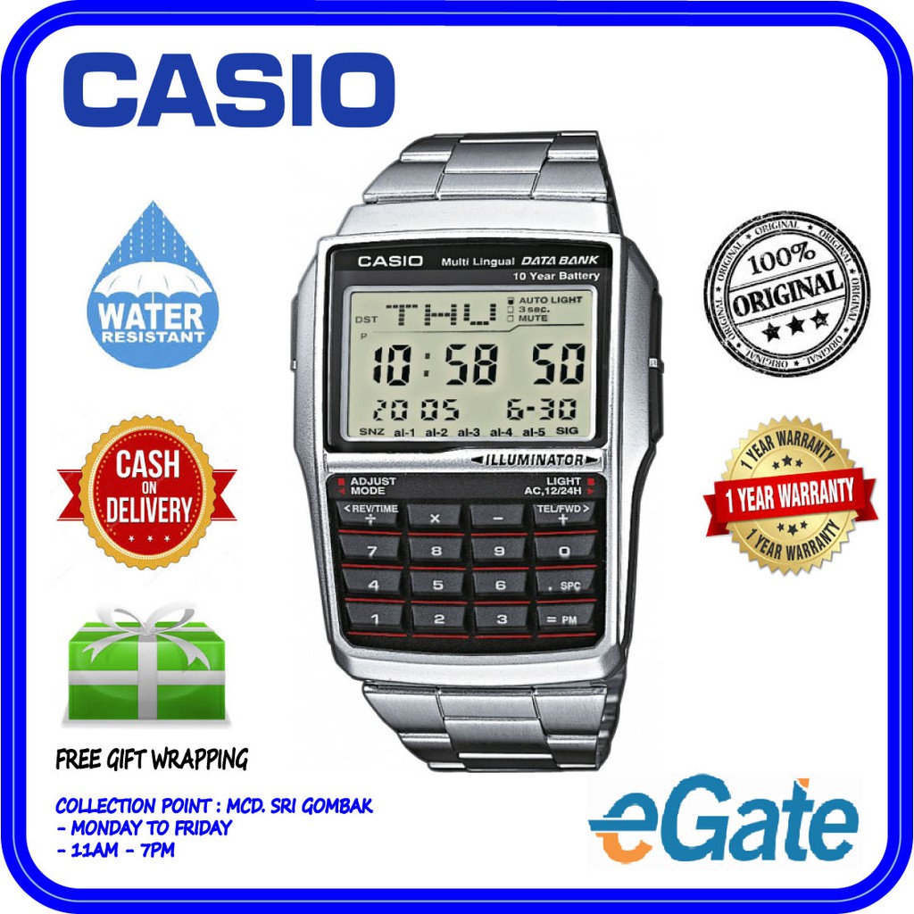 Casio VINTAGE DBC-32D-1A Men Digital TELEMEMO Stainless Steel Strap ...