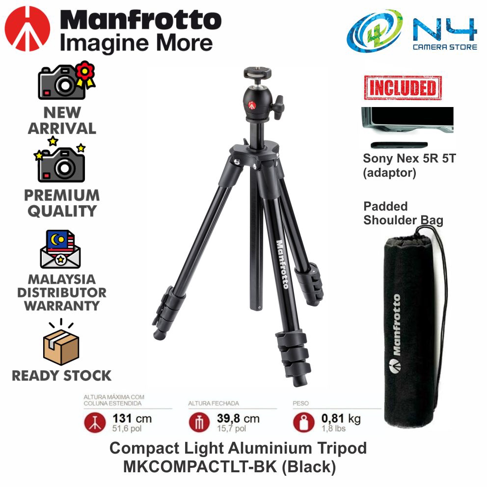 Manfrotto Compact Light Aluminum Tripod ( 26-MKCOMPACTLT ) (Original ...