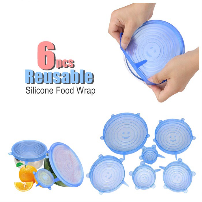 6PCS Reusable Silicone Wrap Food Fresh Keeping Wrap Kitchen Tools ...