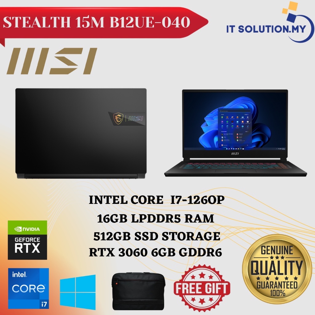 MSi Stealth 15M B12UE-040 15.6" FHD, IPS Core i7 12th Gen 16GB Ram ...