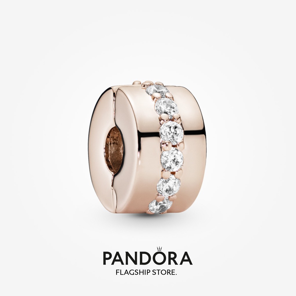 Pandora 14k Rose Gold-Plated Sparkling Row Clip Charm | Shopee Malaysia