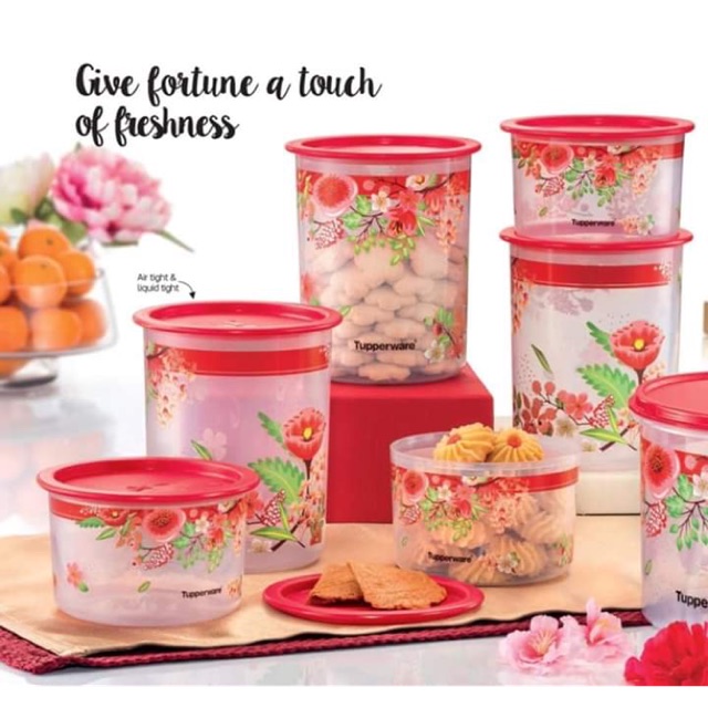 Original Tupperware Brands Lucky Blooms One Touch Canister (1pc) | Shopee Malaysia