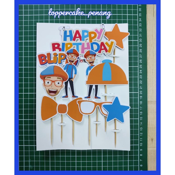 Blippi Happy Birthday Decoration Set Cake Topper for Birthday Cake ...