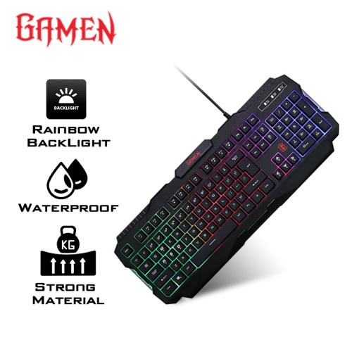 Gamen GK100 Rainbow Backlight Gaming Keyboard LED RGB Light Original ...
