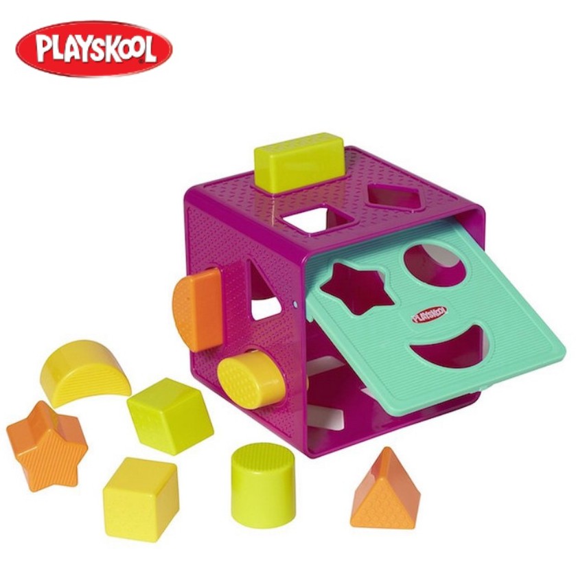 SHAPE SORTER Form Fitter 18M+ Matching Activity Cube Toy 9 Shapes ...