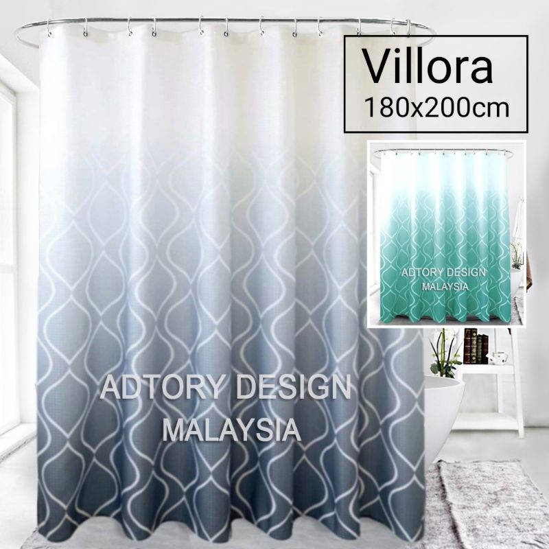 ADTORY Villora Shower curtain grey green gradient waterproof fabric ...