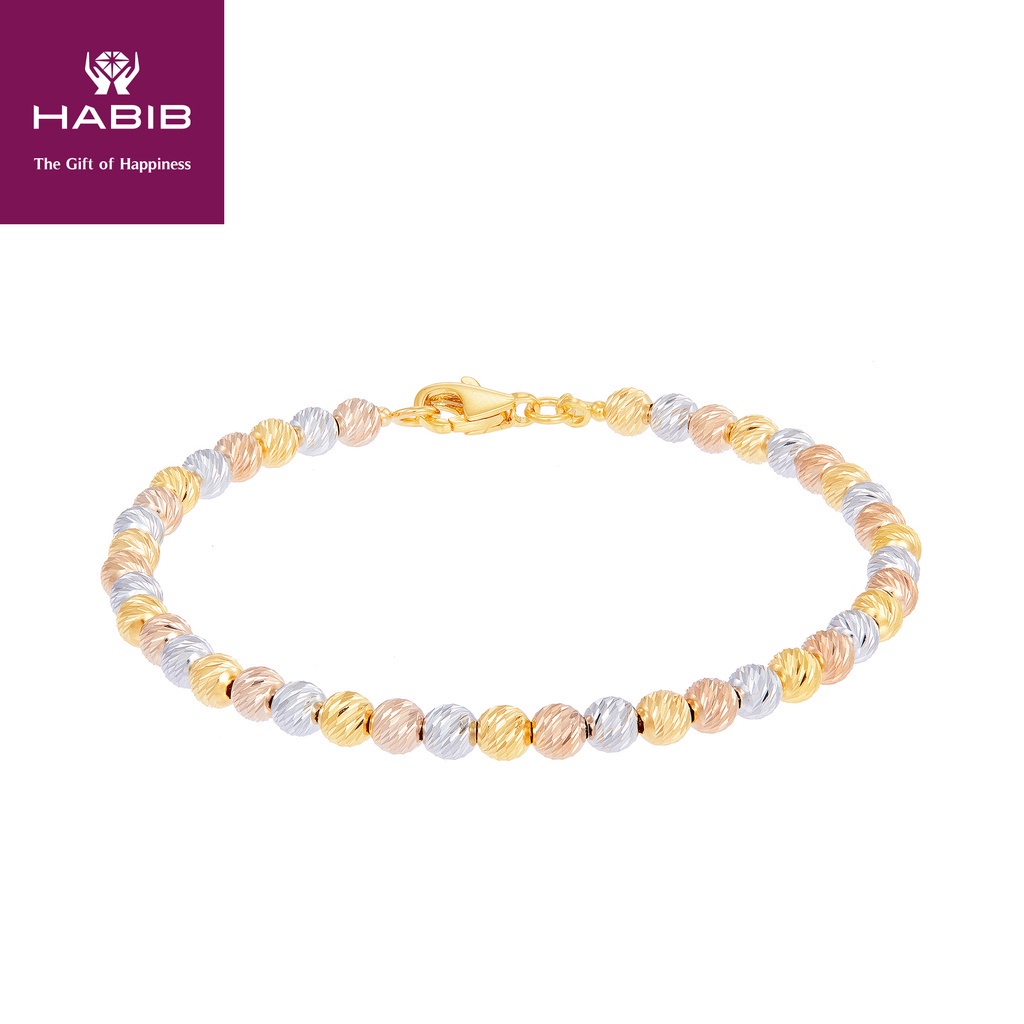 HABIB Oro Italia Piccolo 916 White, Yellow and Rose Gold Bracelet ...