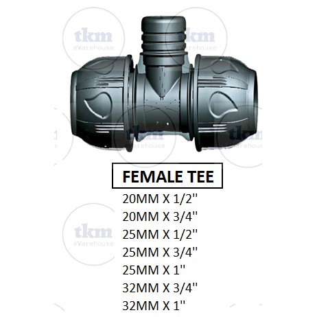 [COMPRESSION] 20mm 25mm 32mm 1/2” 3/4” 1” HDPE POLY PP FITTINGS PIPE ...