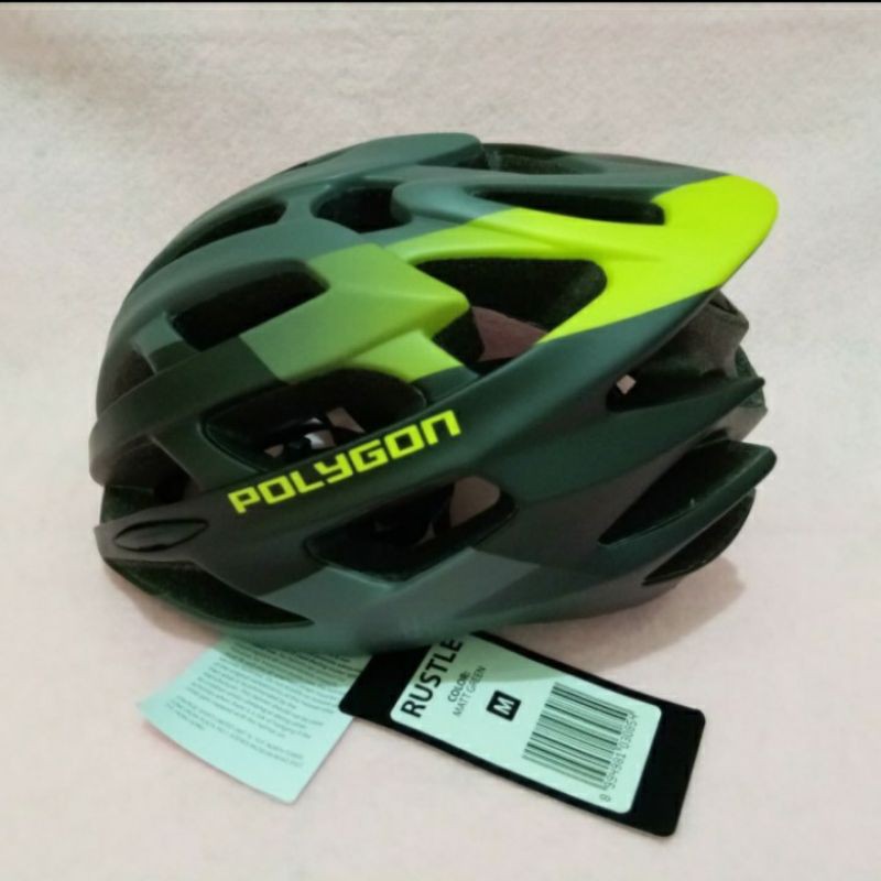 Polygon Rustle Matt Black Green Bike Helmet For Road Bike RB Racing ...