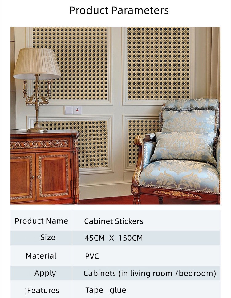 PVC Decoration Bedroom Rattan Waterproof Wallpaper Wardrobe Sticker ...