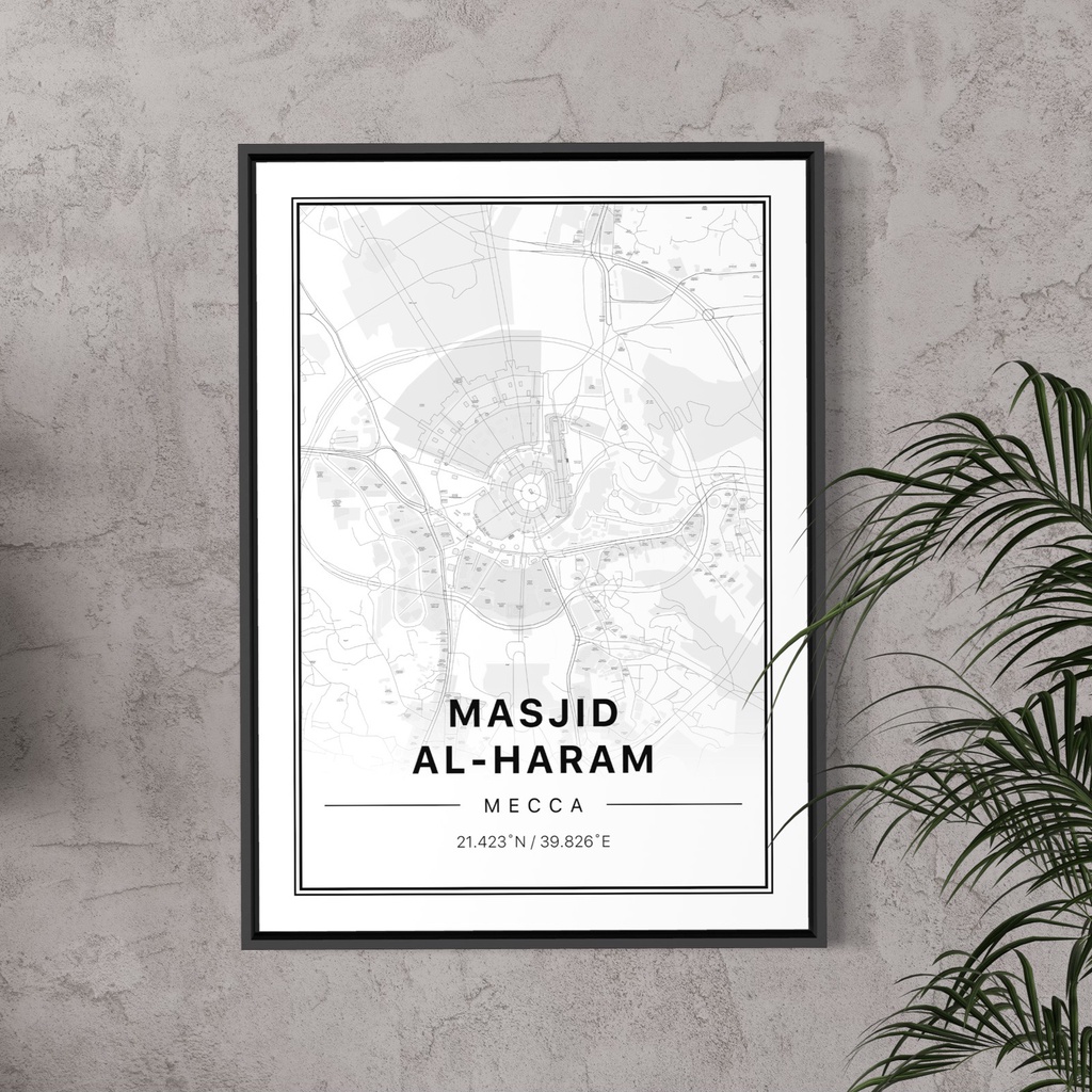 Masjid al-Haram, Mecca Modern Minimal City Map Poster by Petagraphy ...
