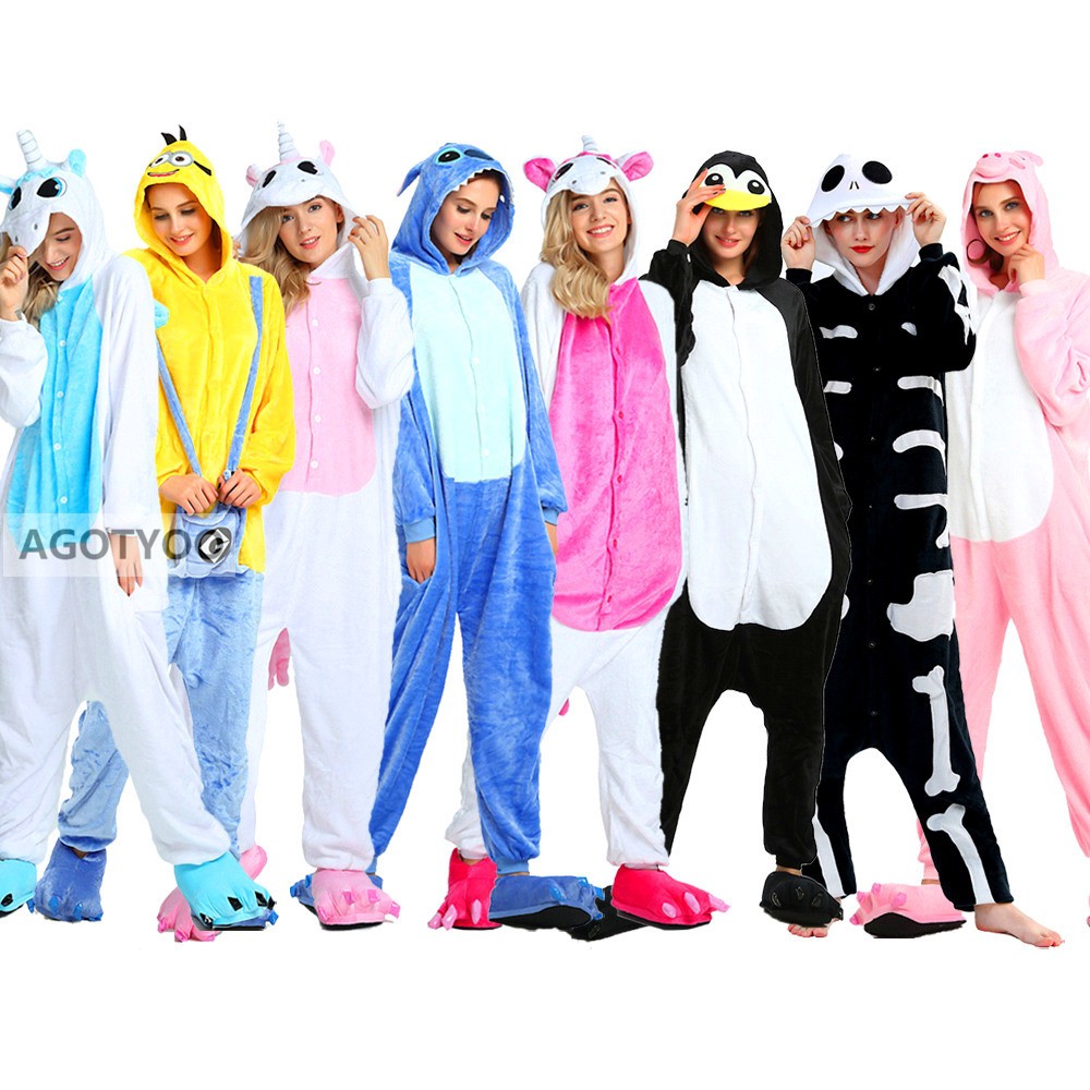 baju tidur plus size baju tidur wanita pyjamas women Unisex Kigurumi Unicorn Stitch Panda ...