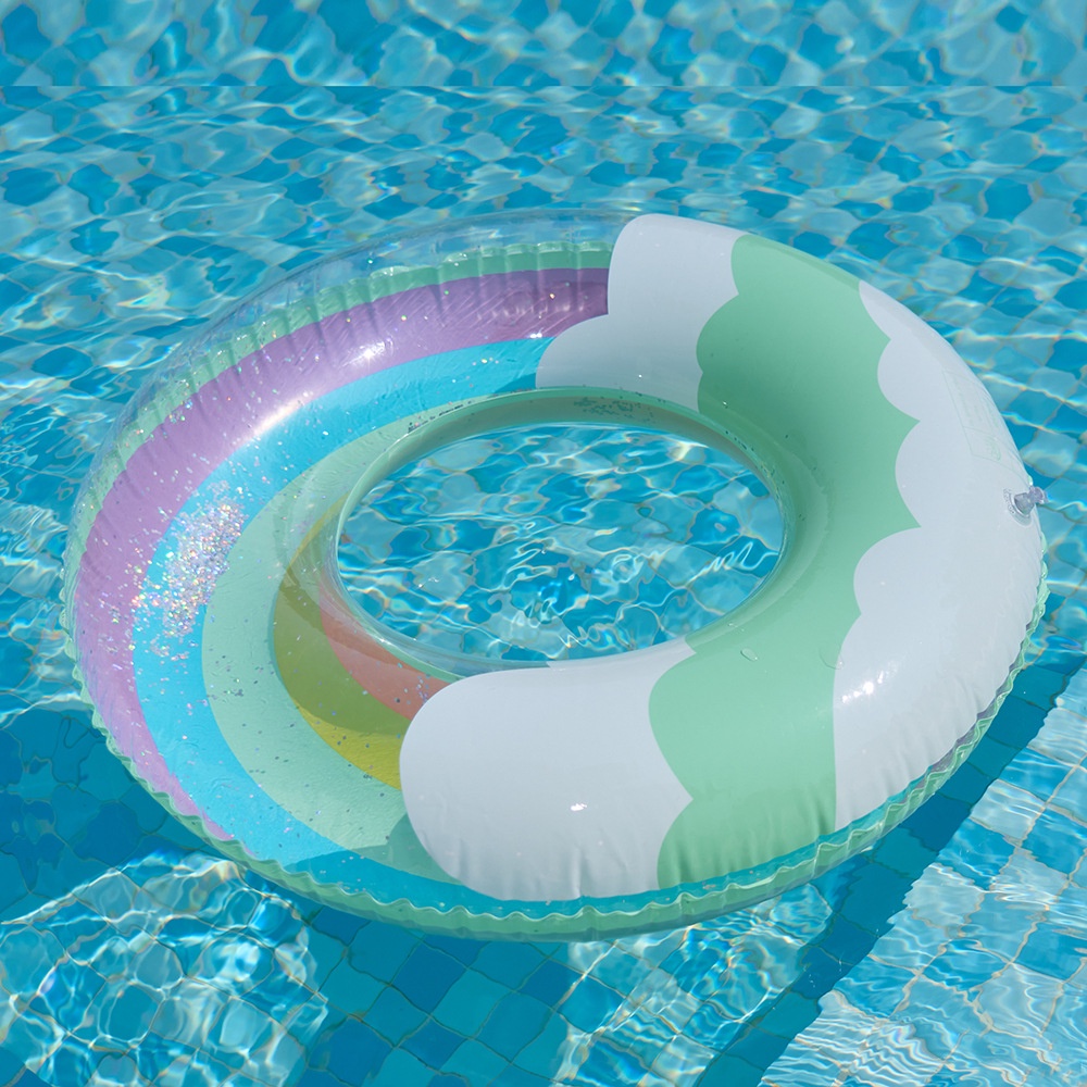 Thickend Rainbow Swimming Pool Floats Baby Inflatable Swimming Ring ...