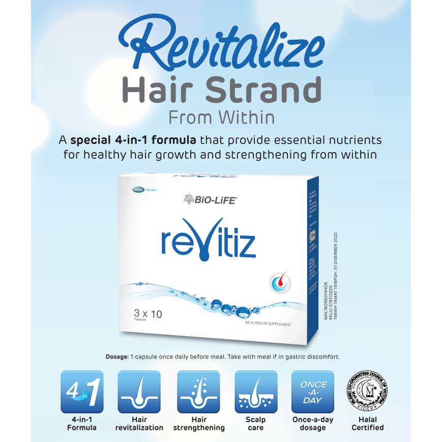 BIO-LIFE REVITIZ 30 sachet FOR HAIR Growth Beautiful SKIN AND Strong ...