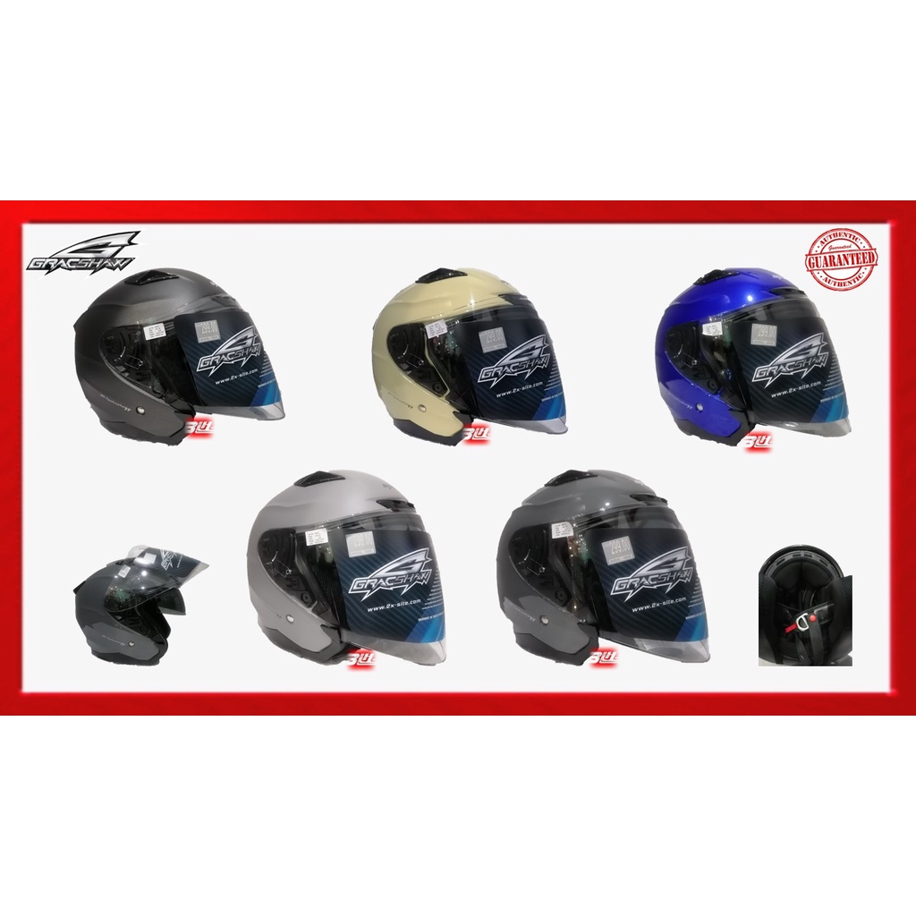SIRIM+ DOUBLE VISOR} GRACSHAW GENNEX G535 PLAIN BLACK ARMY GREEN RED ...