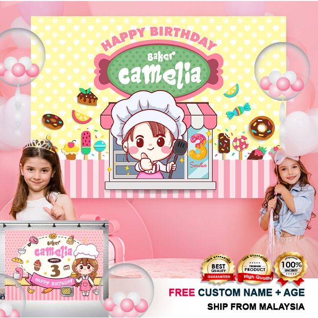 Birthday Banner / Birthday Backdrop / Hari Jadi - Occupation / Baker ...