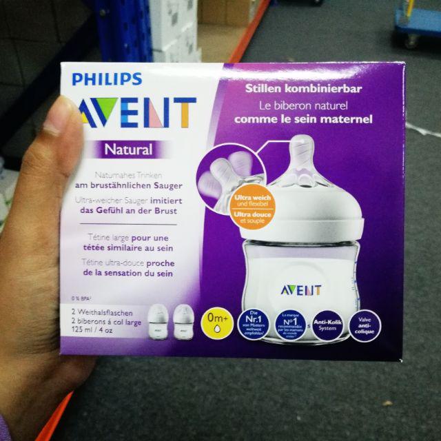 ORIGINAL Avent natural 4oz/125ml twin pack Botol susu Avent Philips ...